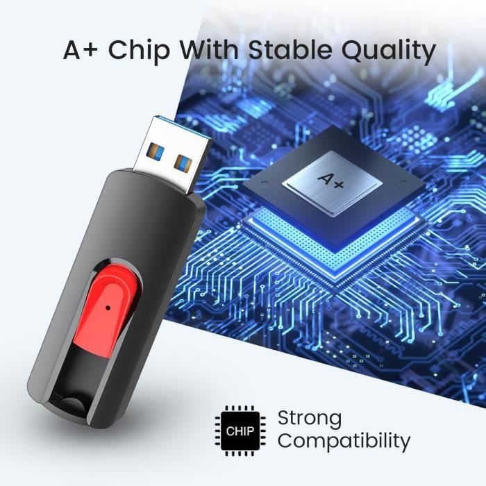 Clé USB 64Go 3.0, Lot de 3 Cle USB 3.0 64 Go rétractable Glisser, 64 Go USB 3.0 Stockage Données ...