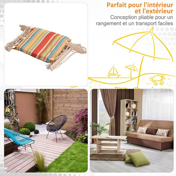 LIA Chaise suspendue hamac de voyage respirant portable 100 x 106 cm ...