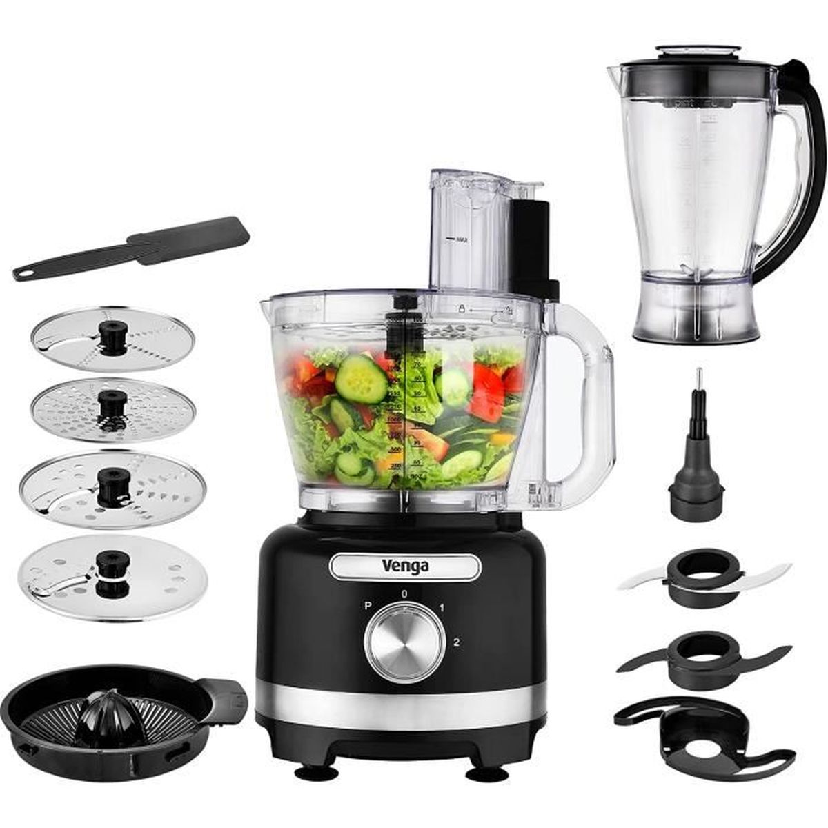 Robot de Cuisine Multifonction 8-en-1, Capacité 3 L, Blender 1,75 L, 2 ...