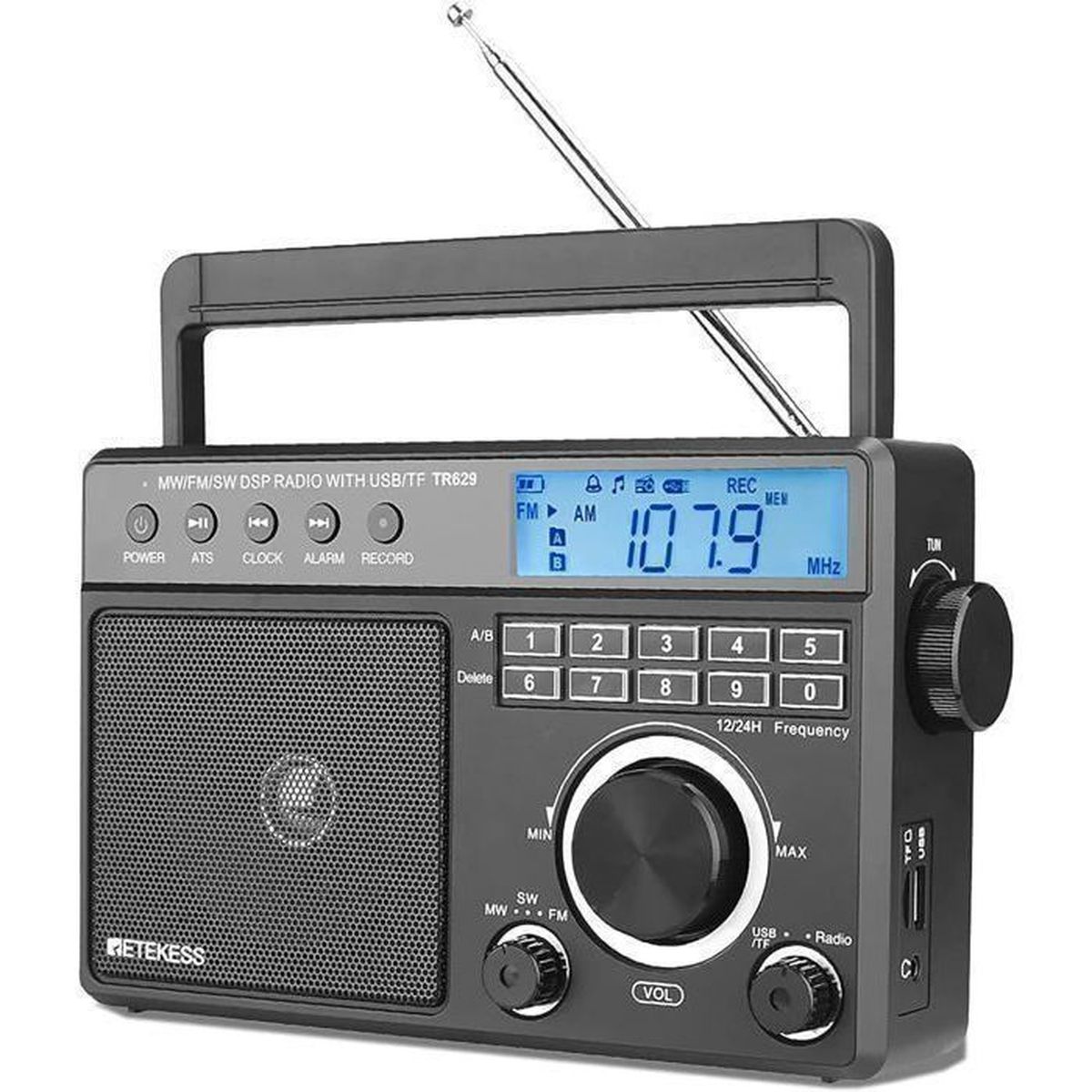 Retekess TR629 Radio Portable, Poste Radio Réveil FM AM Numérique ...