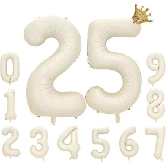 Ballon Chiffre 25 Helium Ballon Anniversaire Blanc Creme Chiffres 25 ...