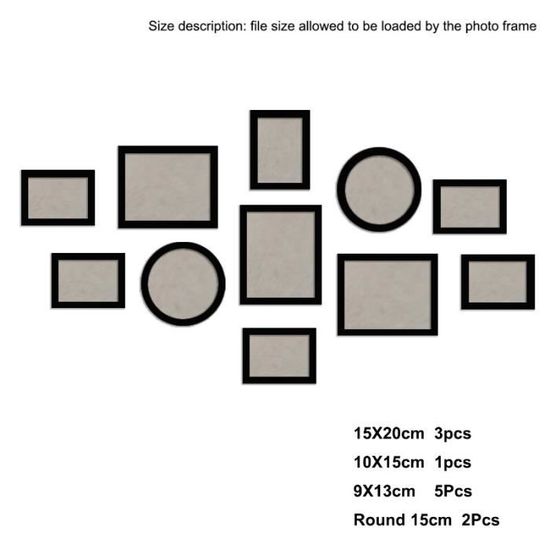Cadre rond noir - Plus (mise à niveau 2cm) - Cadres de Photo en bois ...
