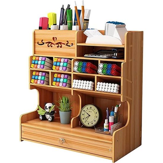 Organiseur de bureau en bois à monter soi-même, grande capacité, boîte ...