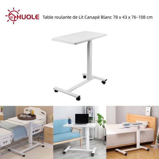Table d'appoint roulante HUOLE - Levage pneumatique - Plaque + Fer ...