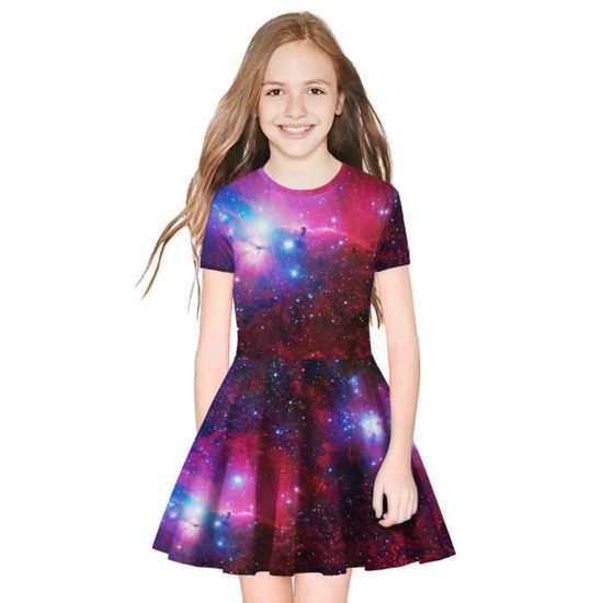 Mommy Me Kids Girl Galaxy Impression numérique 3D Princesse Robe ...