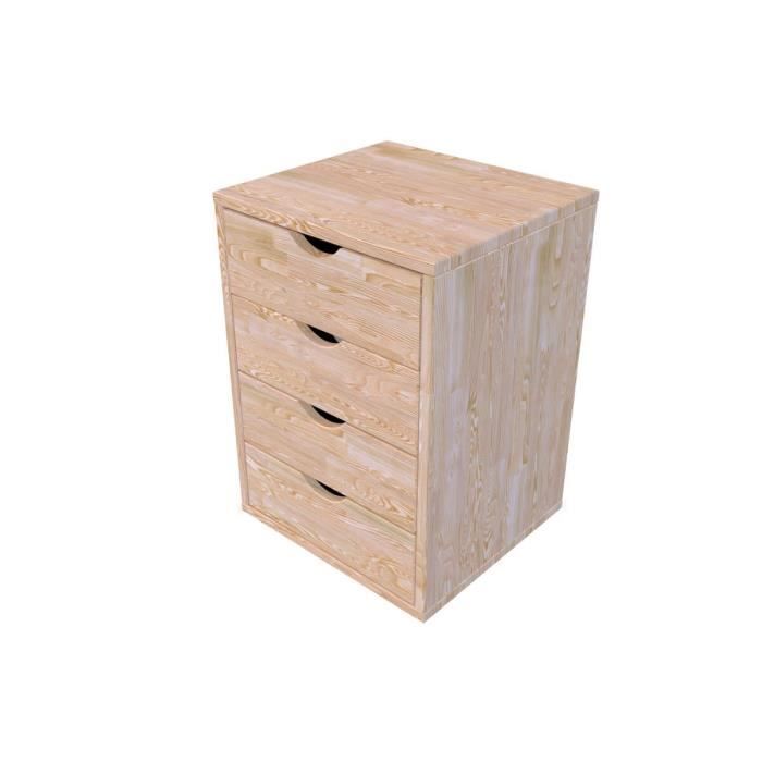Caisson 4 tiroirs en bois massif brut - ABC MEUBLES - Contemporain ...