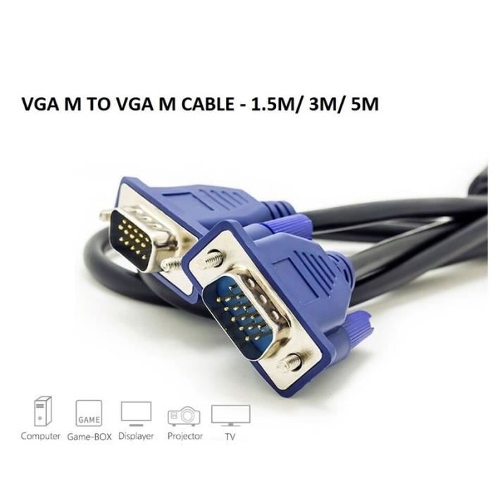 Connecteur de câble VGA plaqué or 1080P,3m 3 + 2 15 broches, pour écran ...