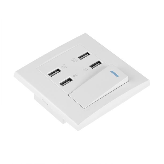 Akozon Prise murale USB 4 Ports Switch Control 5V 2.1A/1A 4100mA USB ...