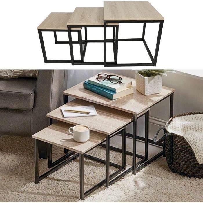 Table Basse Scandinave,Table De Salon Avec Étagère,Table D’Appoint En ...