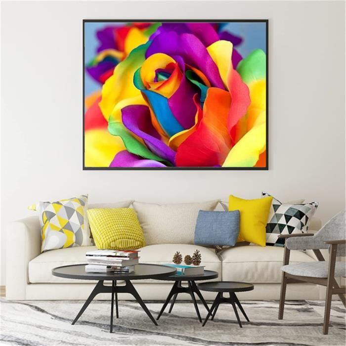 5D Diamond Painting Fleurs Rose,Diy Broderie Diamant Kit Complet ...