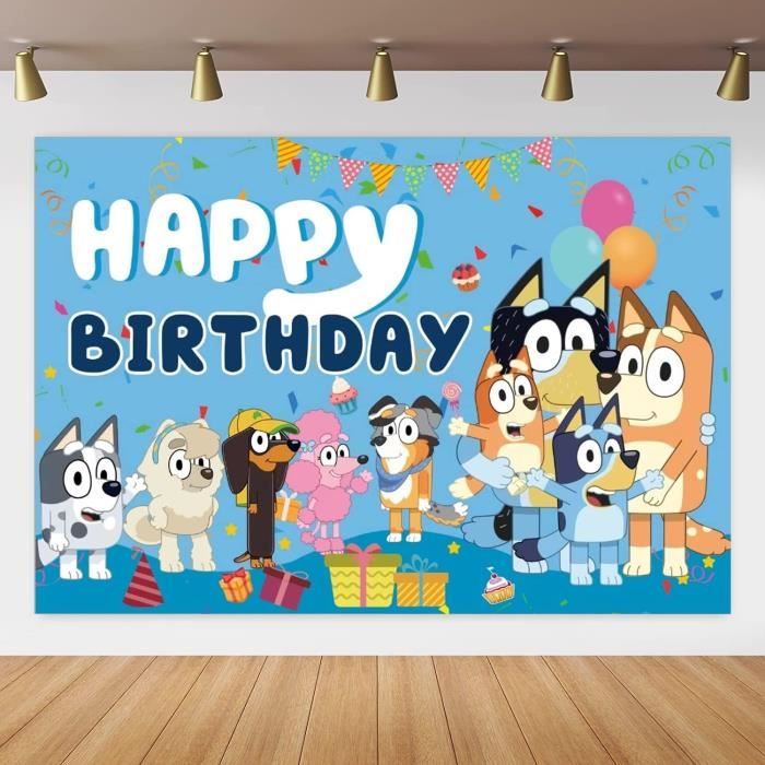 Bluey Dog Toile de fond, thème chien Bluey - Bannière de fête - Grand ...