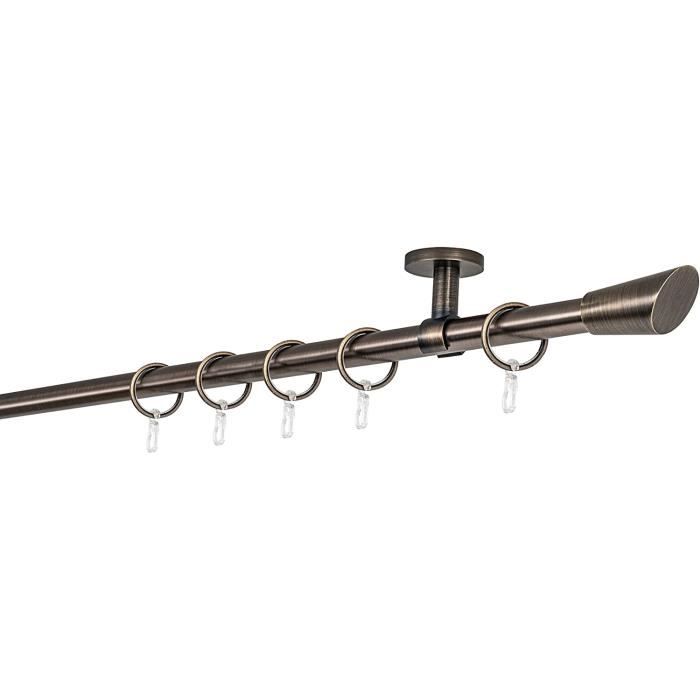 Tringle à rideaux sur mesure 20 mm Rag 1 voie Support de plafond 4 cm avec anneaux pour rideaux ...