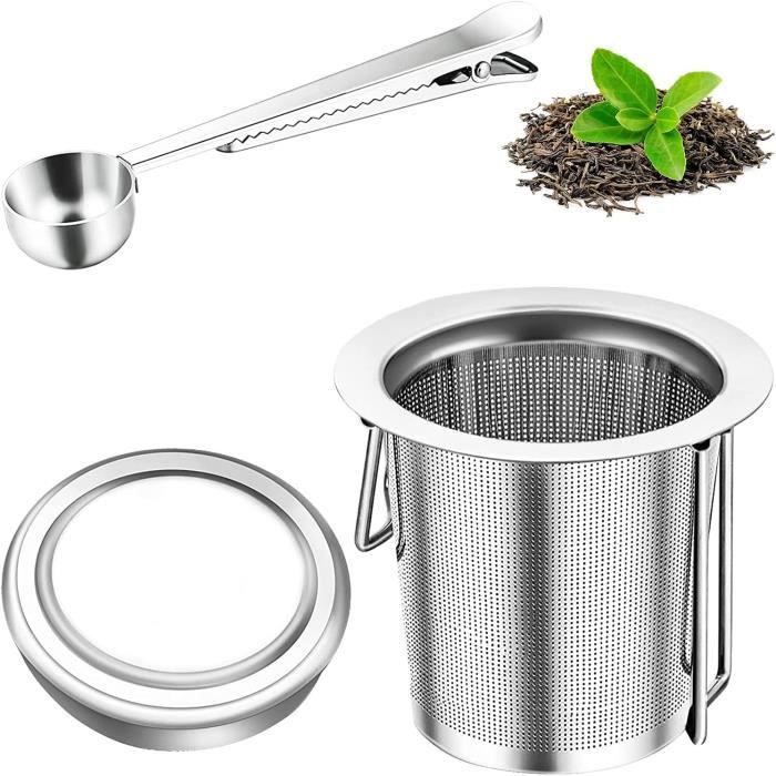 Infuseur thé, infuseur à thé Inox avec couvercle et cuillère à thé ...