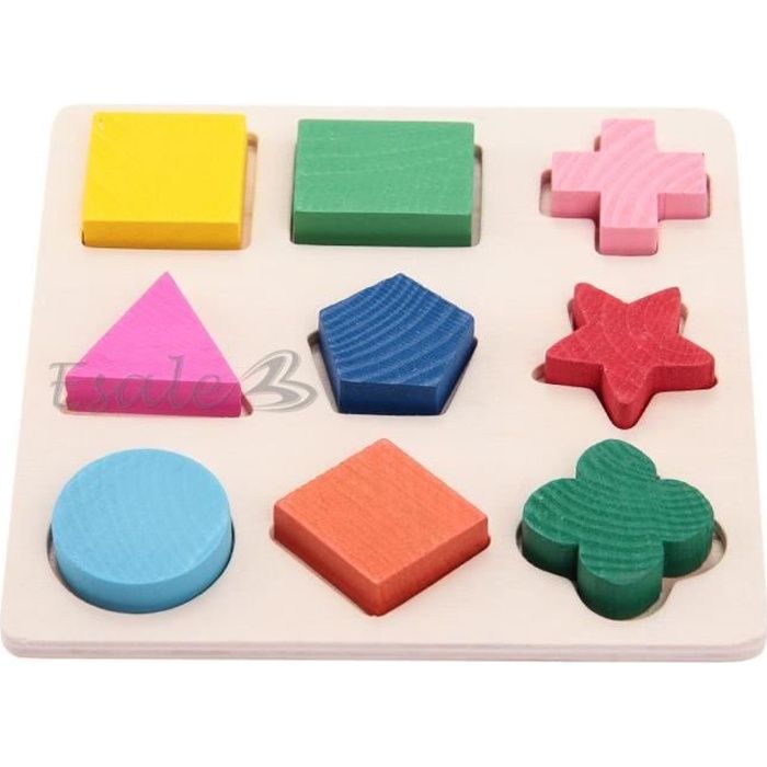 Puzzle Jouet Casse-tête en Bois 9 Pièces Forme Géométrique pour Enfant ...