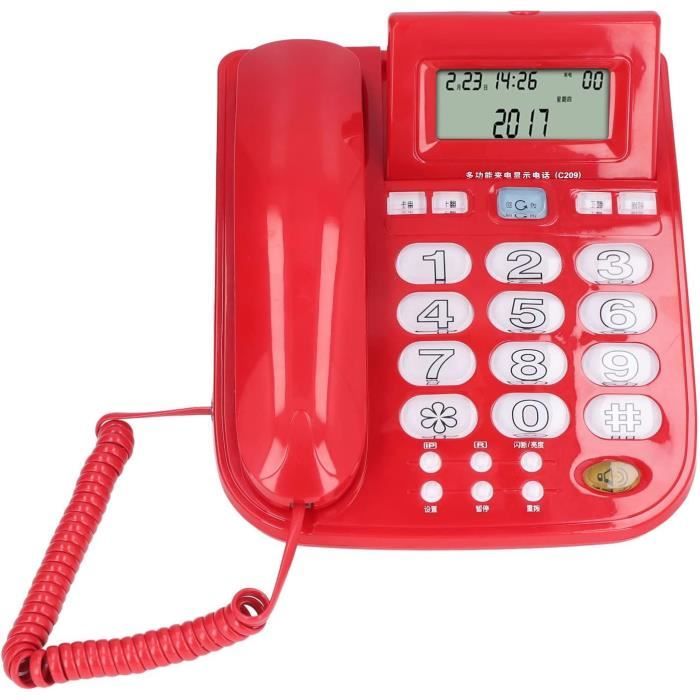 Téléphone Fixe Filaire Avec Écran Led,Téléphone Fixe Avec Haut-Parleur,Identification De L ...