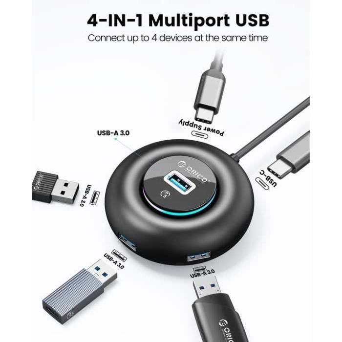 Hub Usb 3.0, Adaptateur 4 Ports Rgb Usb C Avec 4 Ports De Données Usb 3 ...