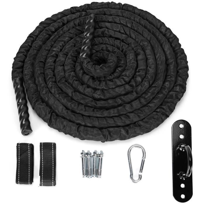 COSTWAY Corde Ondulatoire 9m 45mm Battle Rope pour Sport avec Kit de ...