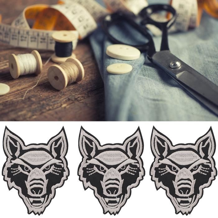 HURRISE patch loup 6 pièces mignon loup Cub Patch tête de loup fer sur appliques bricolage ...