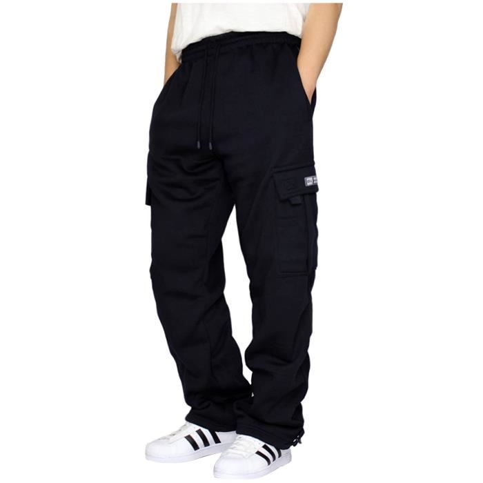 Pantalon de jogging - Cargo élastique à poches multiples pour Navy - Cdiscount Prêt-à-Porter
