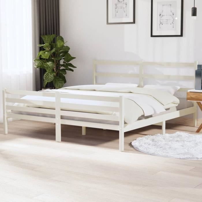 Lit Double Adulte 180x200cm | Cadre de lit en Bois 2 Places | Tête de ...