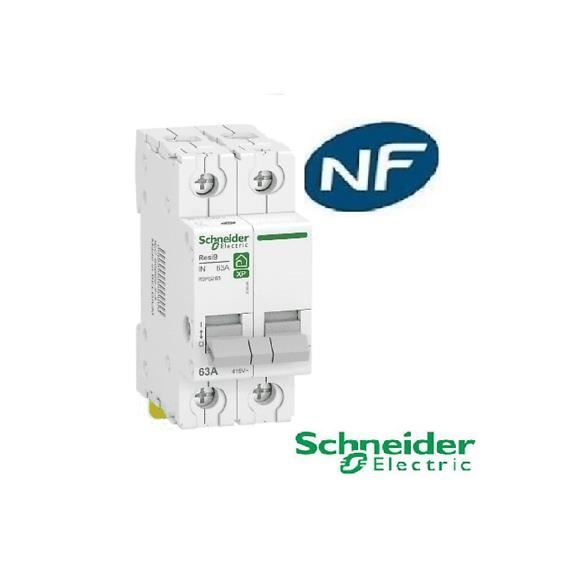 Interrupteur sectionneur - Schneider - rési9 XP - 2x63 A - Blanc - Plastique - Intérieur ...