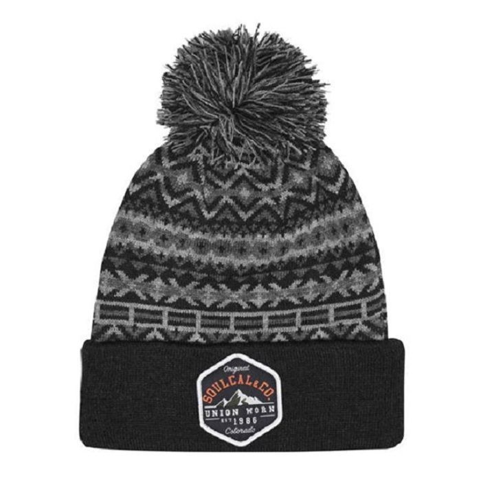 SOULCAL Bonnet Hiver Neige Motifs Nordiques Unisexe Femme Homme Noir ...