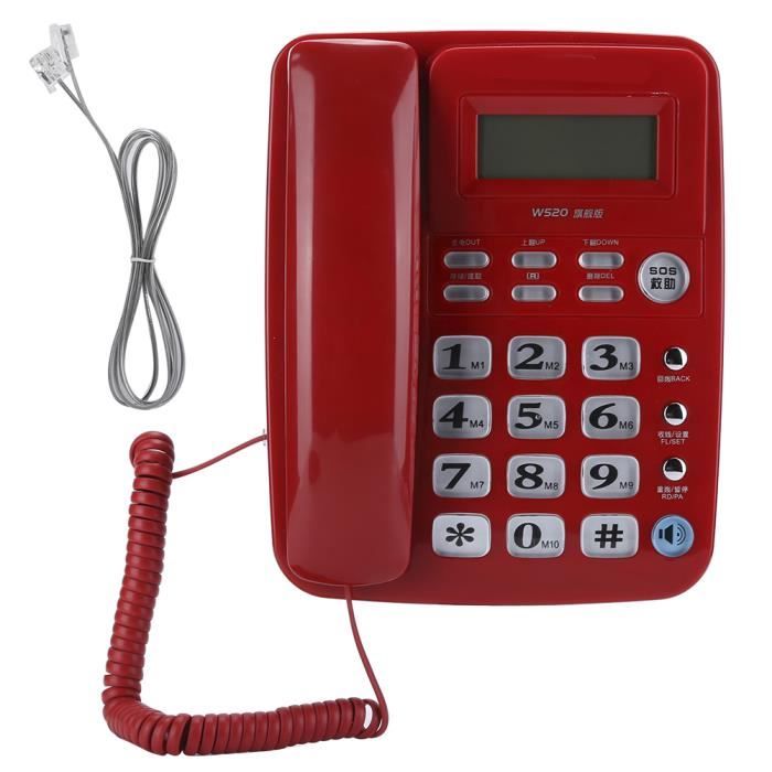 Tbest Téléphone W520 avec Identification de l'Appelant, Mains Libres - Bureau Maison Entreprise ...