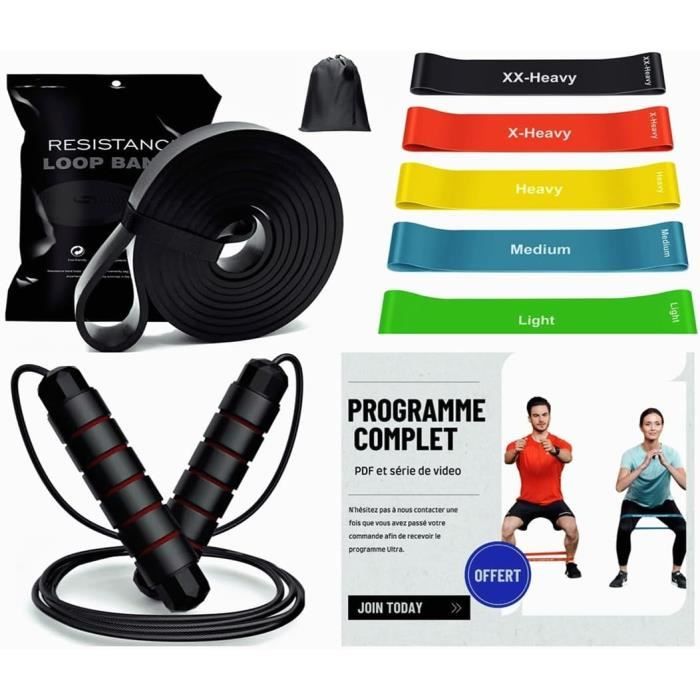 Kit Élastique Musculation-Pack Fitness:5 Bandes Élastique-Bande ...