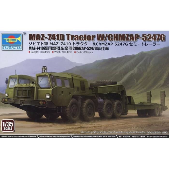 TRUMPETER - Maquette Camion Porte-char Maz-7410 Tractor W/chmzap-5247g ...