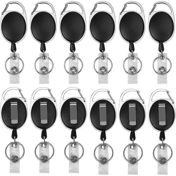 Rétractable Badge Tether avec Clip Attache Ceinture, Mousqueton Bobine ...