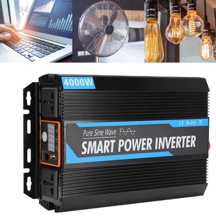 12V à 220V 4000W Transformateur de tension à onduleur sinusoïdal pur universel pour voiture ...