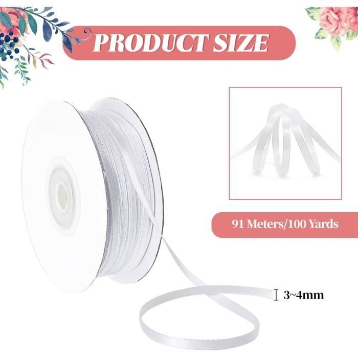 Ruban de Satin Blanc, Ruban Cadeau Ruban arc Ruban Déco pour la ...