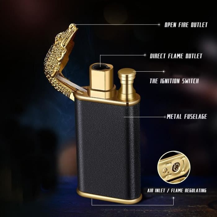 Briquet Crocodile dauphin en métal à flamme bleues nouveau briquet ...