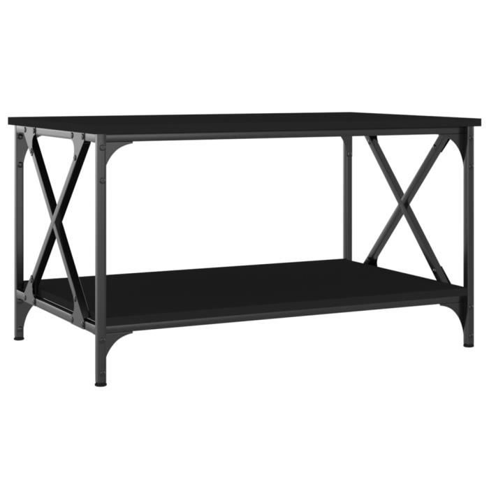 ETO- Table basse Noir 80x50x45 cm Bois d'ingénierie et fer ...