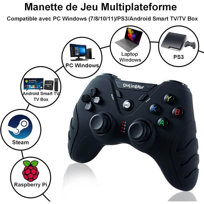 Manette Pc Sans Fil, Ps3 Manette Pc Gamepad Avec Double Vibration, Sans ...