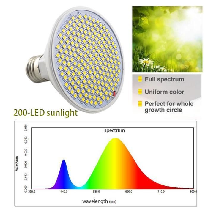 Lampe jaune à spectre complet 200 LED pour culture de plantes chambre ...