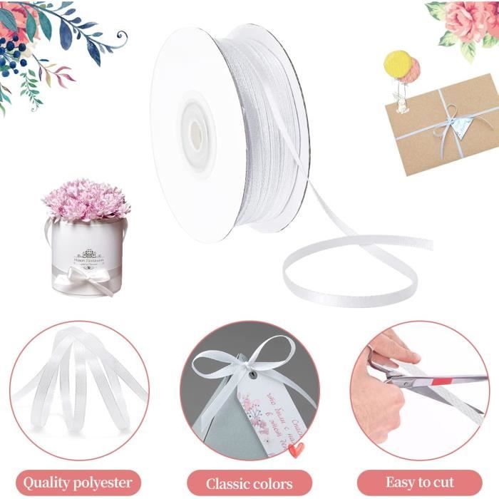 Ruban de Satin Blanc, Ruban Cadeau Ruban arc Ruban Déco pour la ...