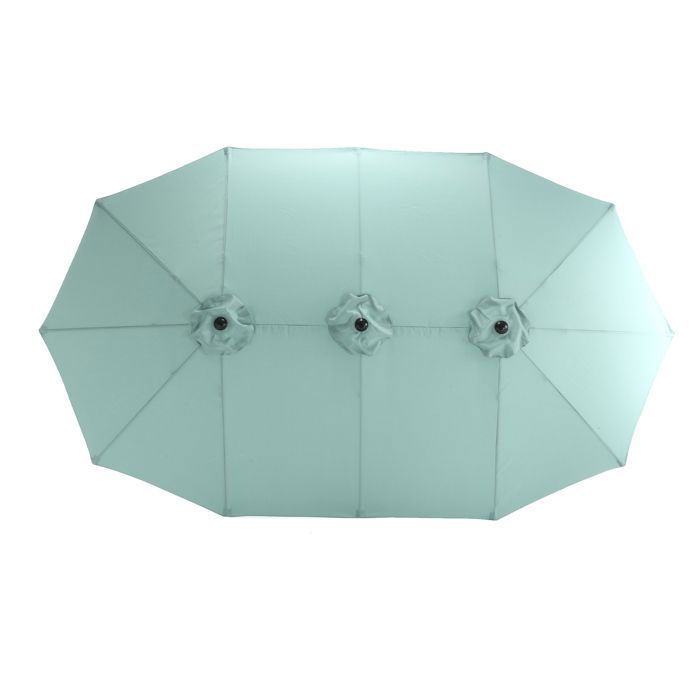 Parasol double face 14,8 ft vert clair, rectangulaire XL avec manivelle ...