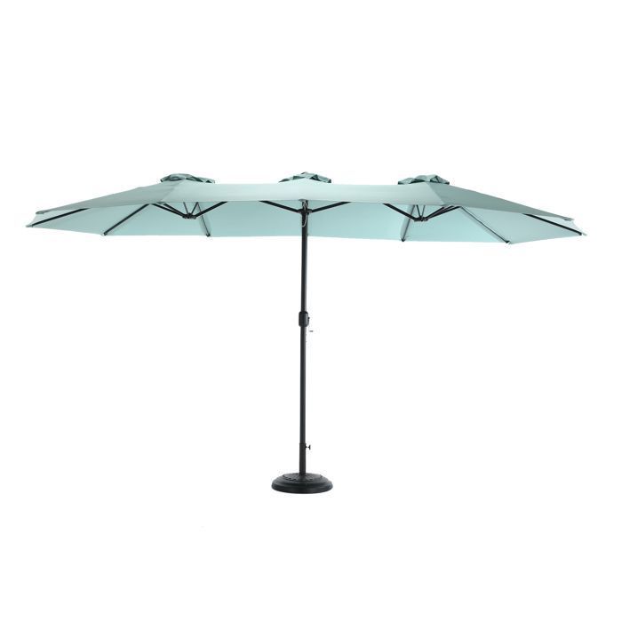 Parasol double face 14,8 ft vert clair, rectangulaire XL avec manivelle ...