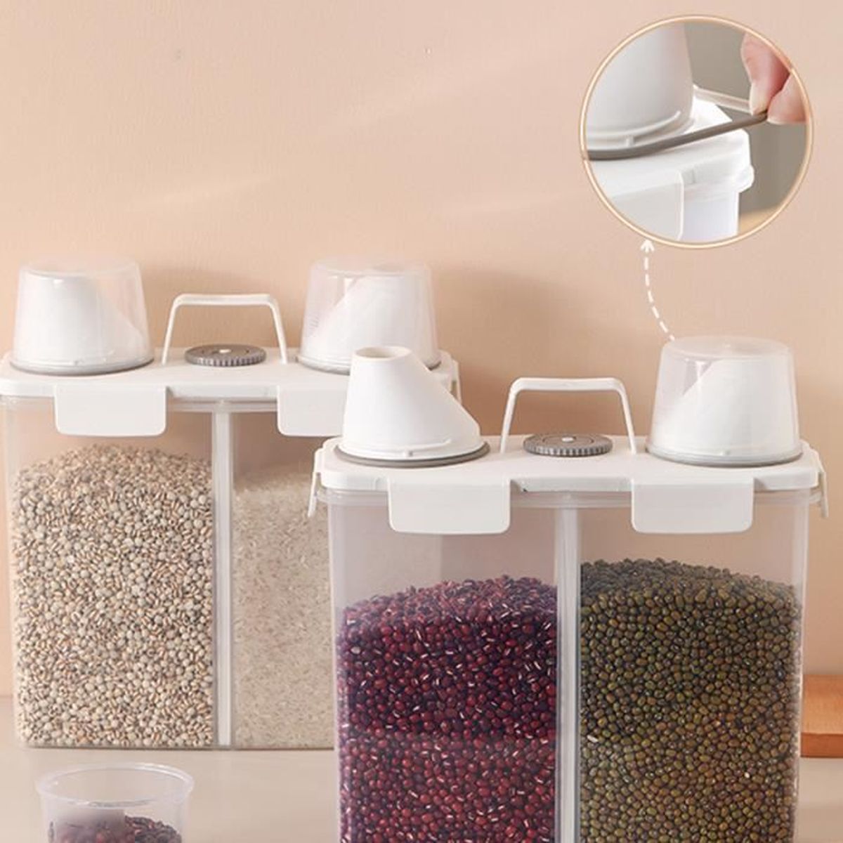Récipient de stockage de riz portatif, réservoir de riz transparent 4L ...