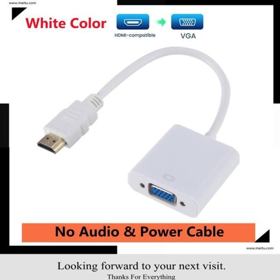 Adaptateur HDMI vers VGA - Type B - Convertisseur 1080P - Support audio ...
