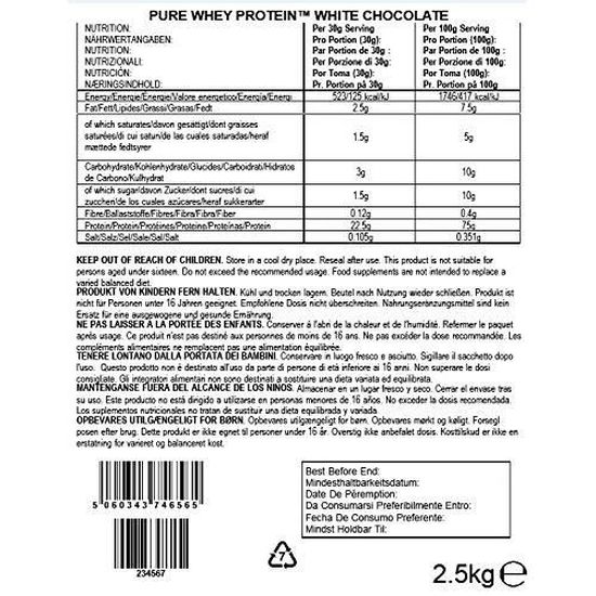 BULK POWDERS Pure Whey Protéine, Chocolat Blanc, 2,5 kg - BPB-WPC8-WCHO ...