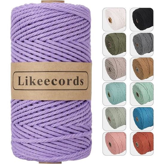 Corde Macramé 4mm*100m,Fil macramé Naturel Coton Cordon pour Hanging ...