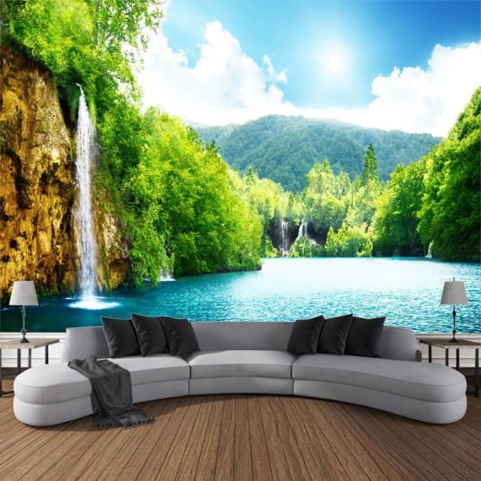 Tenture murale de paysage de forêt en cascade,décoration psychédélique ...