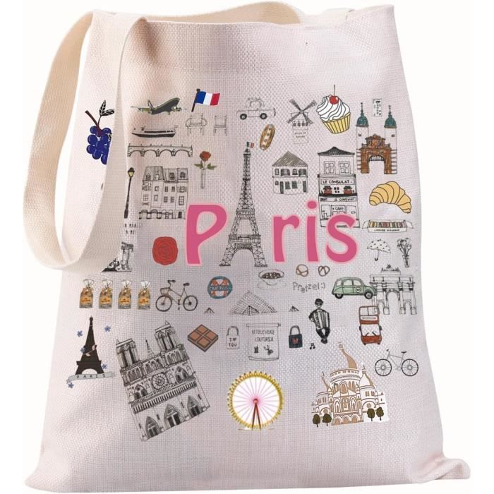 Cadeau De Voyage Paris City Tote Bag Paris Souvenir Sac En Toile Sac ...