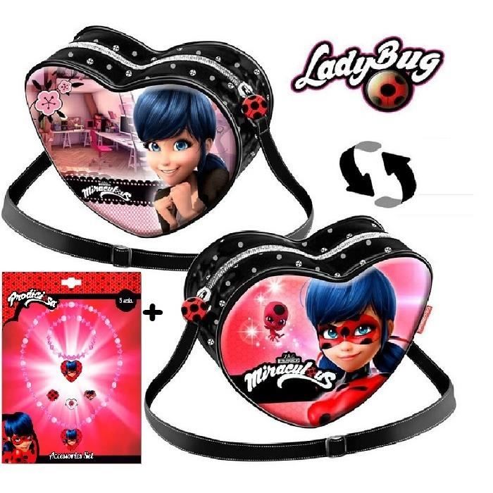 Ladybug miraculous sac bandouliere + magnifique parure de bijoux 5 pcs ...