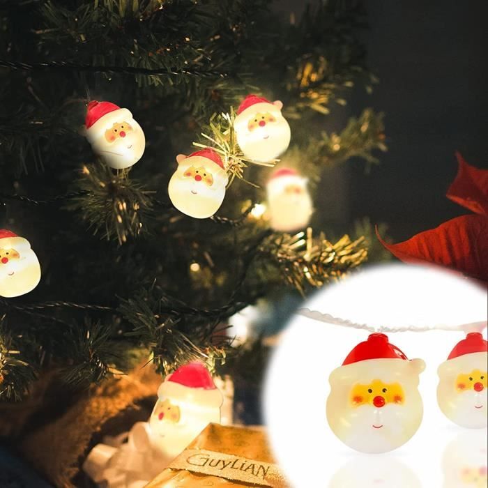 LED Guirlandes Lumineuses Père Noël, 3M 20 LED Lumière de Décoration de ...