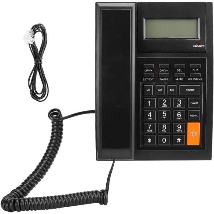 Téléphone Filaire,Téléphone Fixe De Bureau Avec Écran Lcd,Identification De L'Appelant,Appel ...