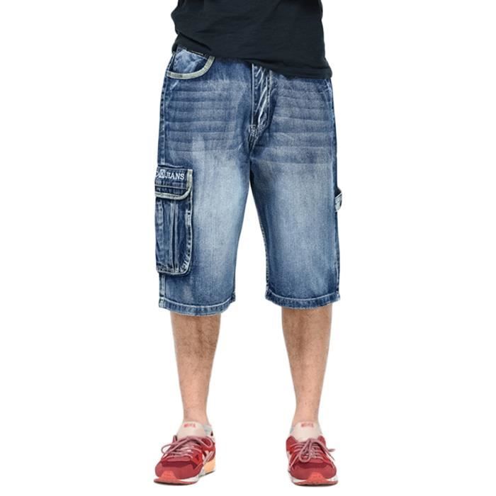 Pantacourt en Jean Homme Denim Pantas Courts Pantacourt 3-4 Cargo ...