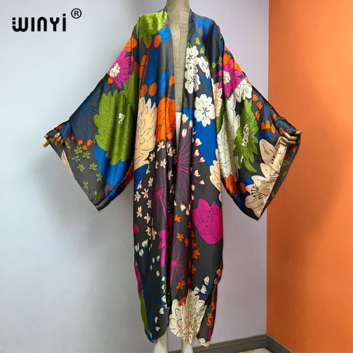 Robe de plage,WINYI-Cardigan imprimé à la mode pour femmes,robe longue ...